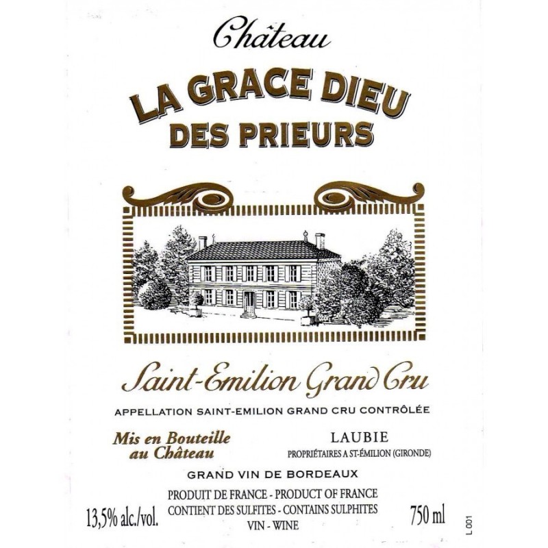 Château La Grace Dieu des prieurs 2000 en Magnum Saint Emilion Grand Cru Prix