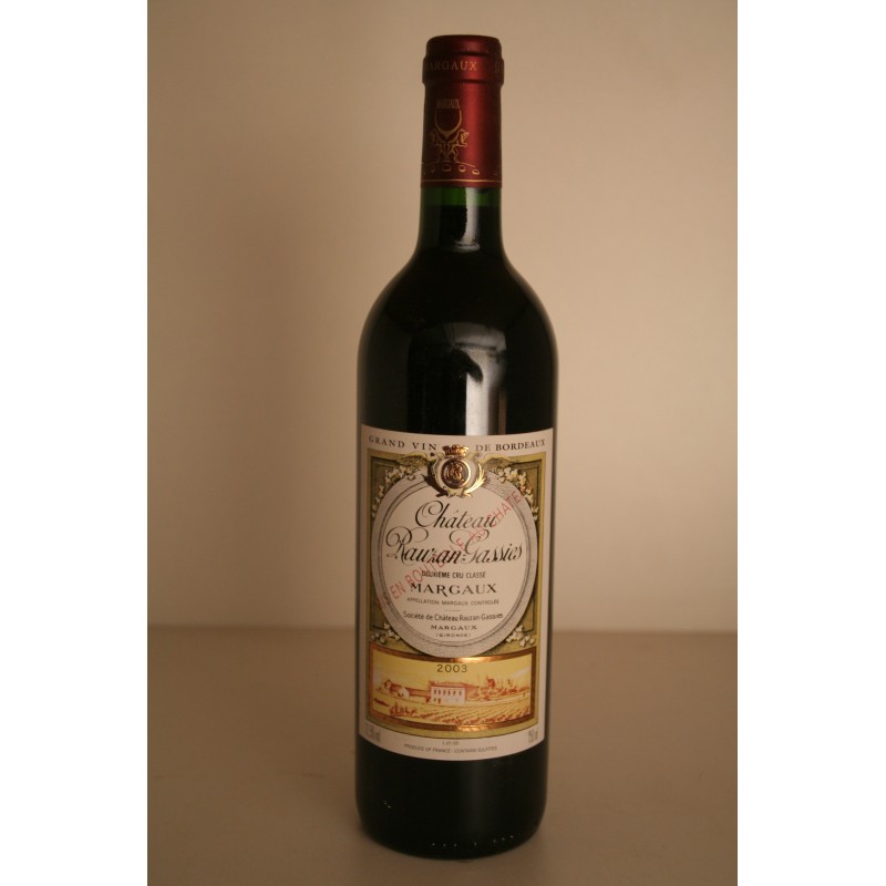 Château Rauzan Gassies 2003 Margaux - 2ème Grand Cru Classé Prix